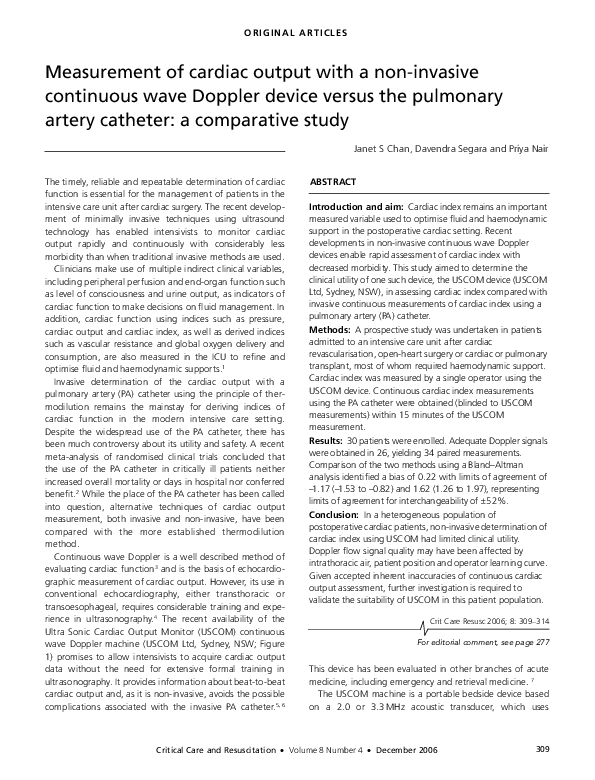 (PDF) Measurement of cardiac output with a non-invasive continuous wave ...