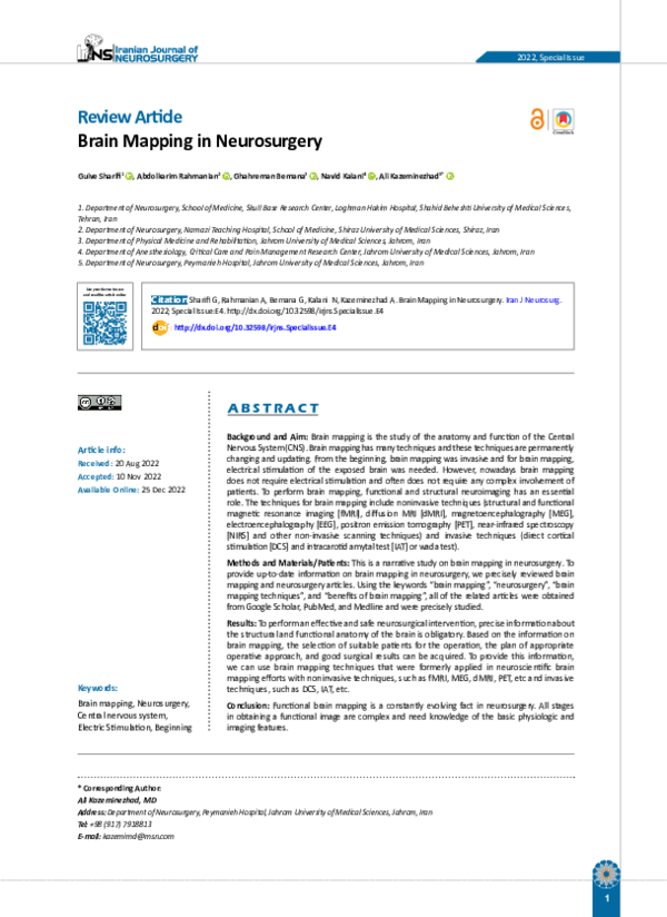 Pdf Brain Mapping In Neurosurgery