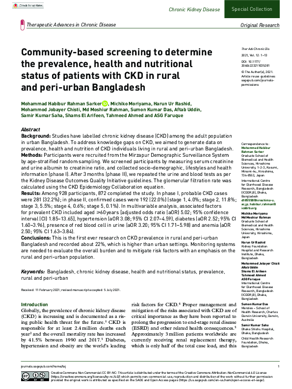 (PDF) Community-based screening to determine the prevalence, health and ...