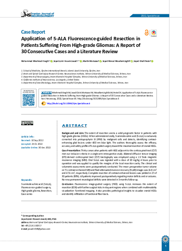(PDF) Application of 5-ALA Fluorescence-guided Resection in Patients ...