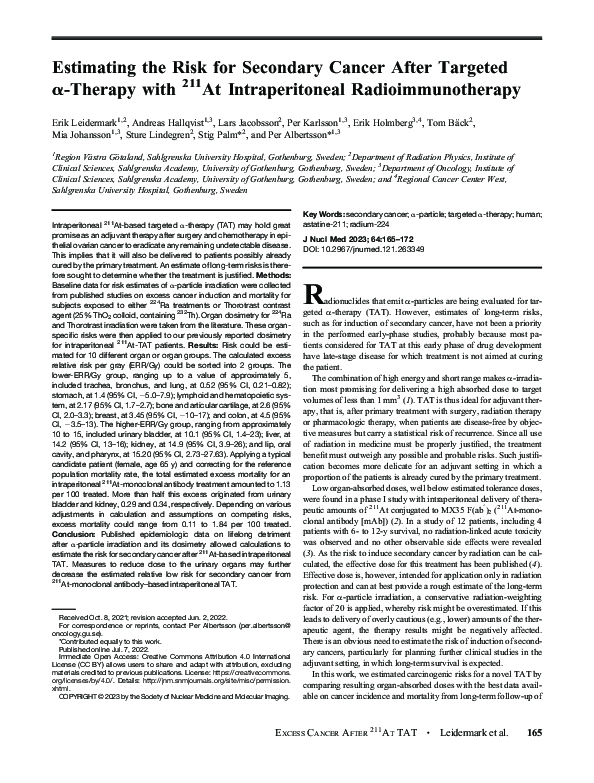 (PDF) Estimating the Risk for Secondary Cancer After Targeted a-Therapy ...