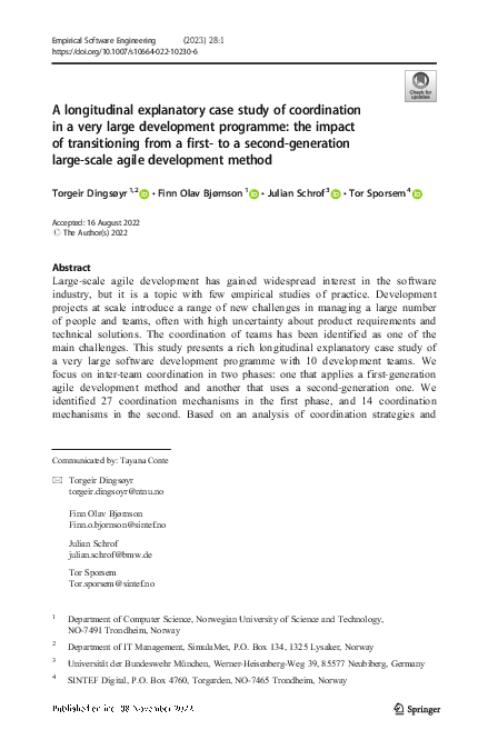 (PDF) A longitudinal explanatory case study of coordination in a very large development ...