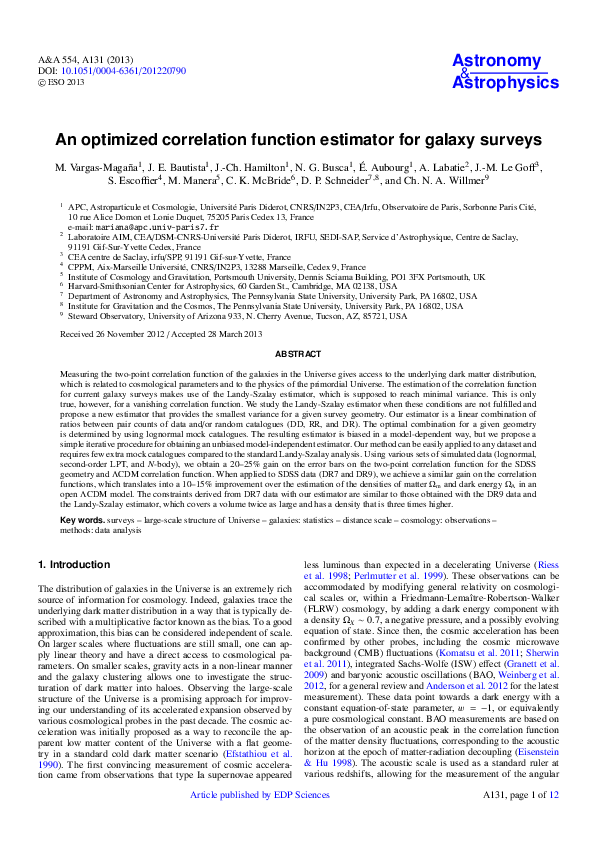 (PDF) An optimized correlation function estimator for galaxy surveys
