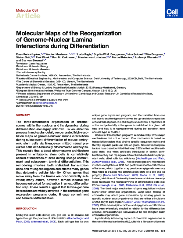 (PDF) Molecular Maps of the Reorganization of Genome-Nuclear Lamina ...