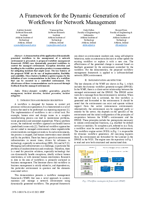 (PDF) A Framework for the Dynamic Generation of Workflows for Network ...