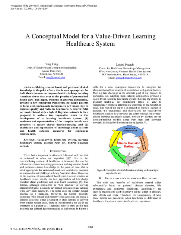 (PDF) A conceptual model for a value-driven learning healthcare system