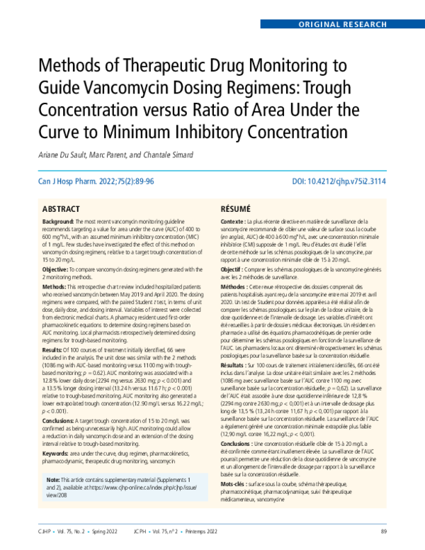 (PDF) Simple and rapid quantification of vancomycin in serum, urine and peritoneal/pleural ...