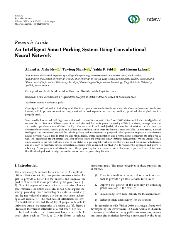 (PDF) An Intelligent Smart Parking System Using Convolutional Neural Network
