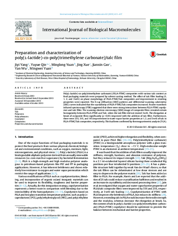 (PDF) Preparation and characterization of poly(l-lactide)-co-poly ...