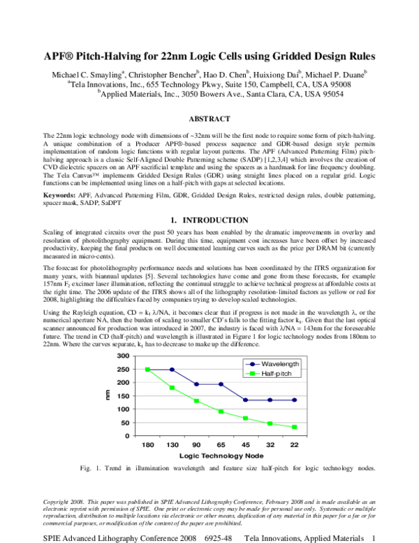 (PDF) APF pitch-halving for 22nm logic cells using gridded design rules