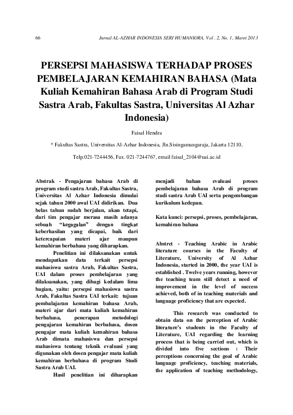 (PDF) Persepsi Mahasiswa terhadap Proses Pembelajaran Kemahiran Bahasa (Mata Kuliah Kemahiran ...