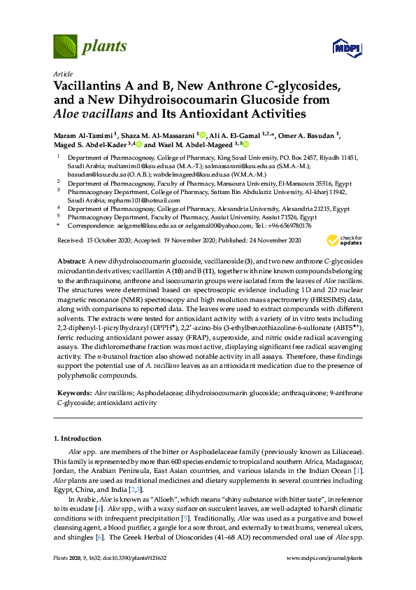 (PDF) Vacillantins A and B, New Anthrone C-glycosides, and a New ...