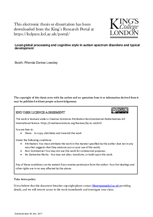 (PDF) Local-global processing and cognitive style in autism spectrum ...