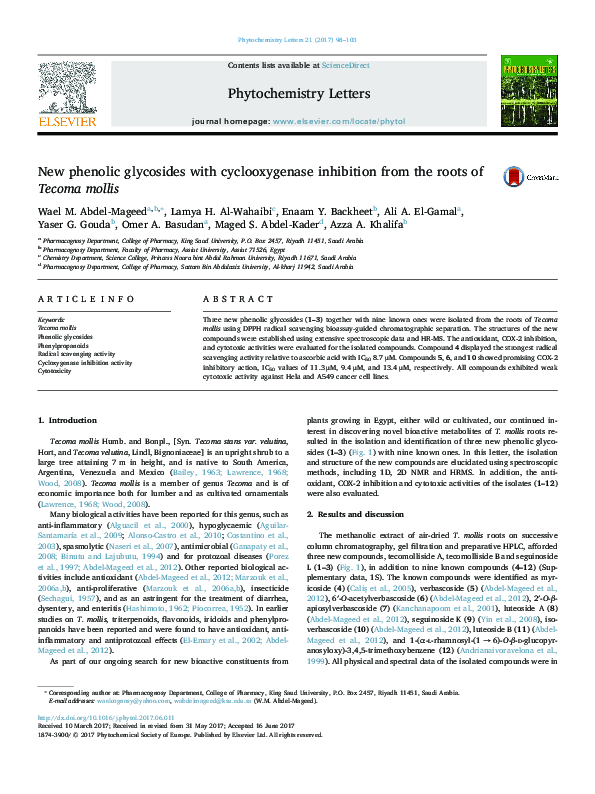 (PDF) New phenolic glycosides with cyclooxygenase inhibition from the ...