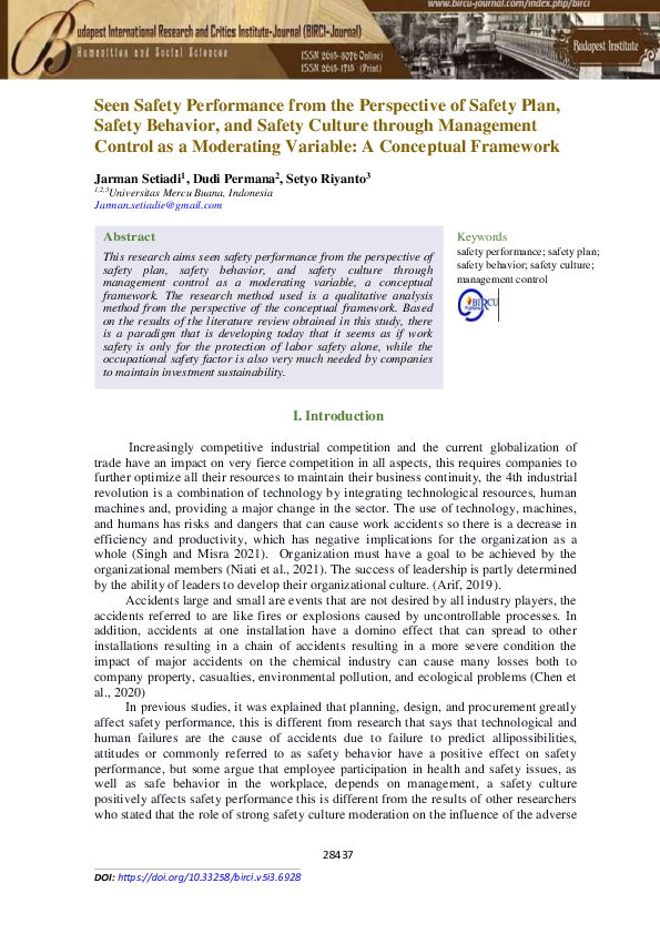 (PDF) Seen Safety Performance from the Perspective of Safety Plan ...