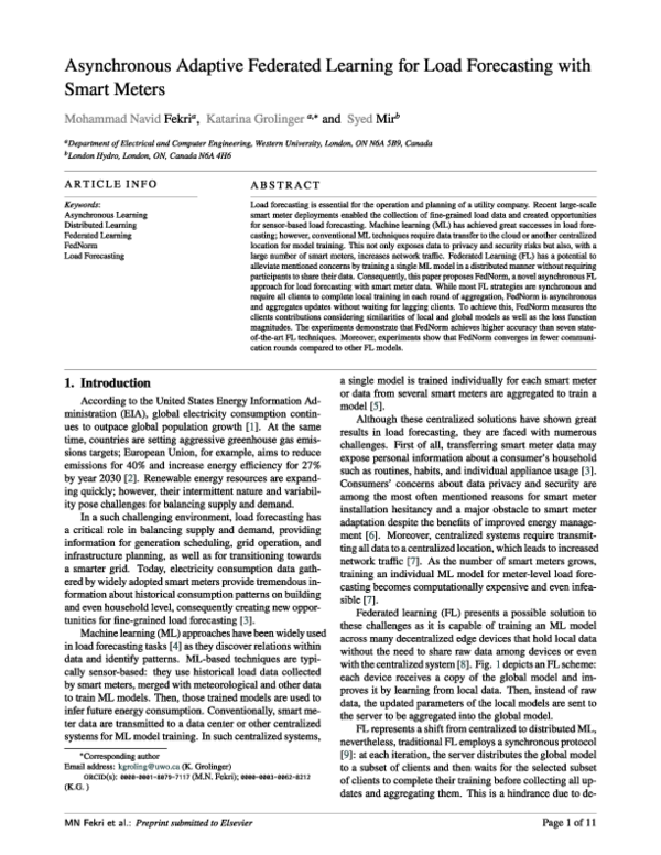 (PDF) Asynchronous Adaptive Federated Learning for Load Forecasting ...