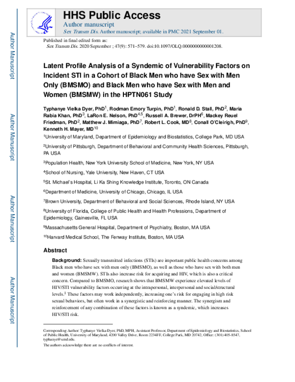 (PDF) Latent Profile Analysis of a Syndemic of Vulnerability Factors on ...