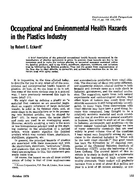 (PDF) Occupational and environmental health hazards in the plastics ...