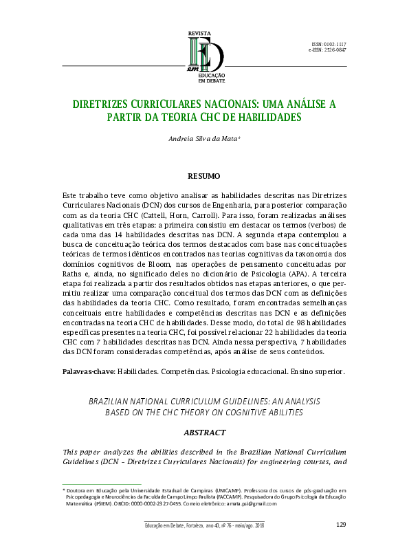(PDF) Diretrizes curriculares nacionais: uma análise a partir da Teoria ...