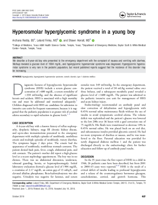 (PDF) Hyperosmolar hyperglycemic syndrome in a young boy