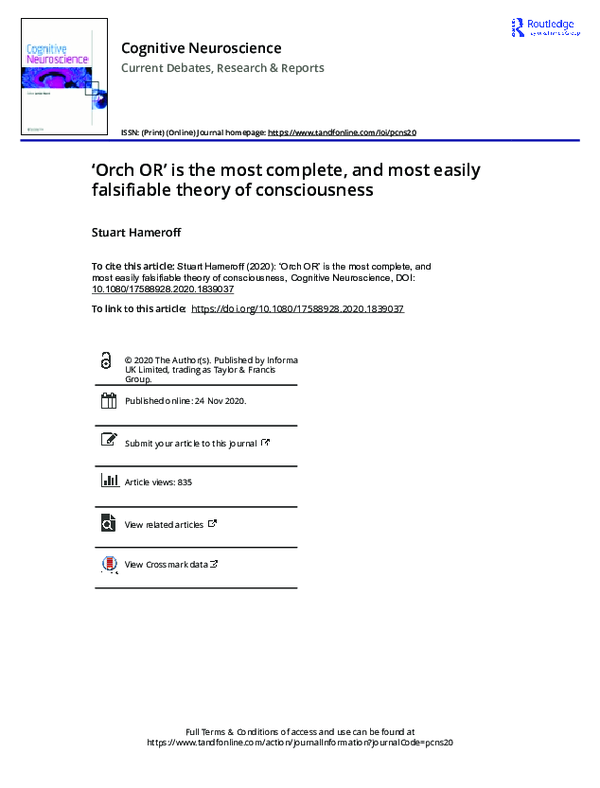 (PDF) ‘Orch OR’ is the most complete, and most easily falsifiable ...