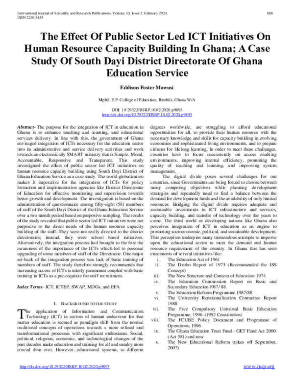 (PDF) The Effect Of Public Sector Led ICT Initiatives On Human Resource ...