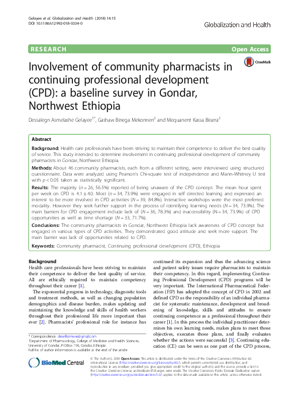 (PDF) Involvement of community pharmacists in continuing professional ...