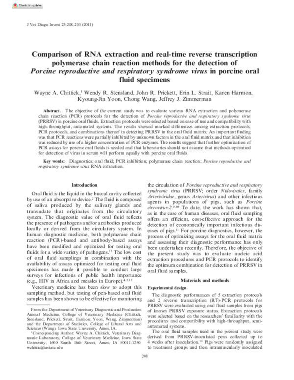 (PDF) Comparison of RNA Extraction and Real-Time Reverse Transcription Polymerase Chain Reaction ...