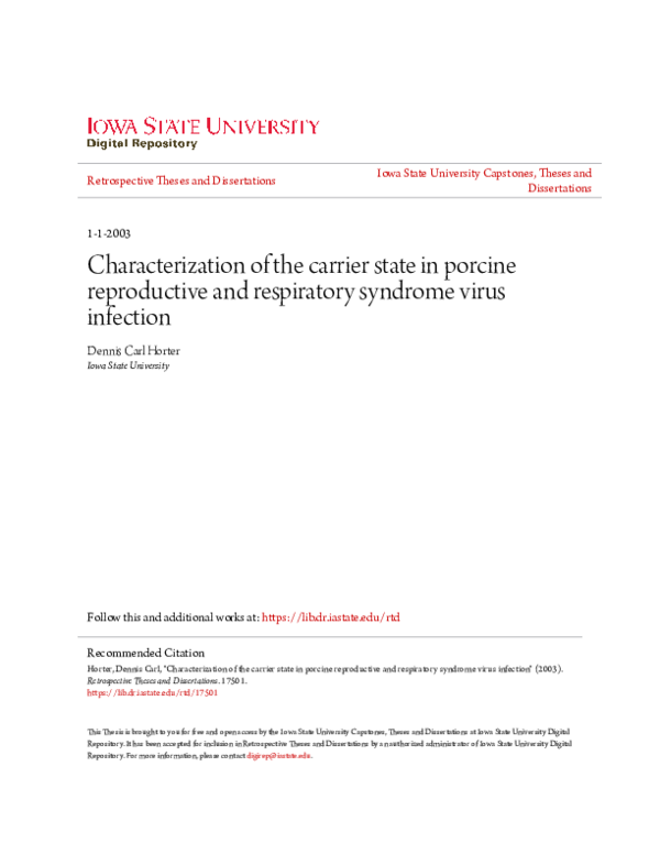 (PDF) Characterization of the carrier state in porcine reproductive and ...