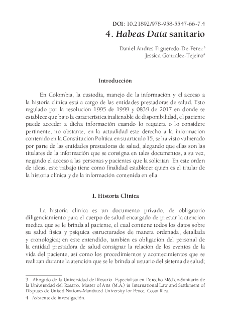 (PDF) Habeas Data sanitario