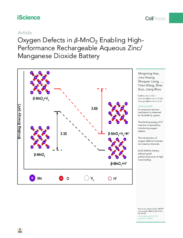 (PDF) Oxygen Defects in β-MnO2 Enabling High-Performance Rechargeable ...