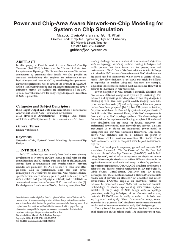 (PDF) Power and Chip-Area Aware Network-on-Chip Modeling for System on Chip Simulation