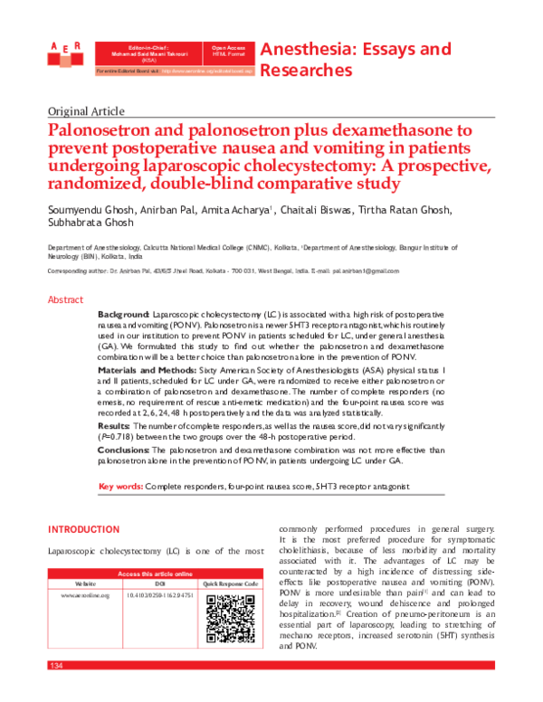 (PDF) Palonosetron and palonosetron plus dexamethasone to prevent ...