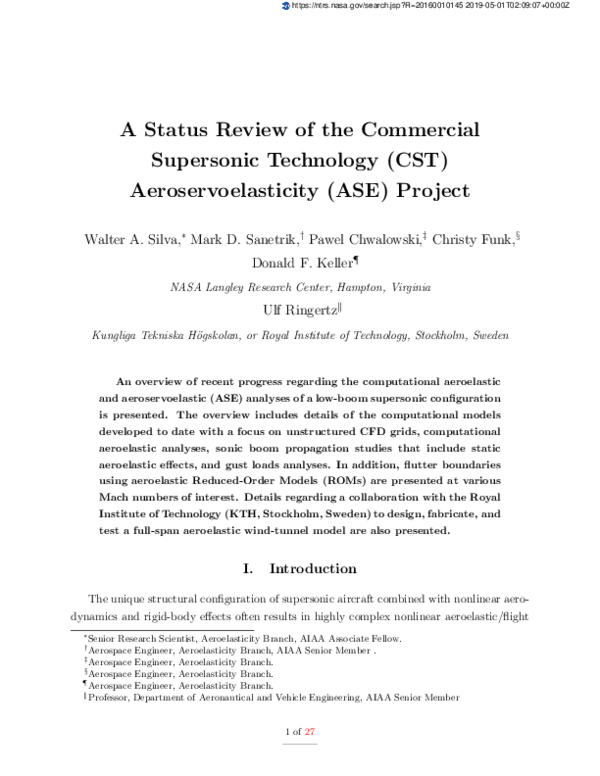 (PDF) A Status Review of the Commercial Supersonic Technology (CST ...