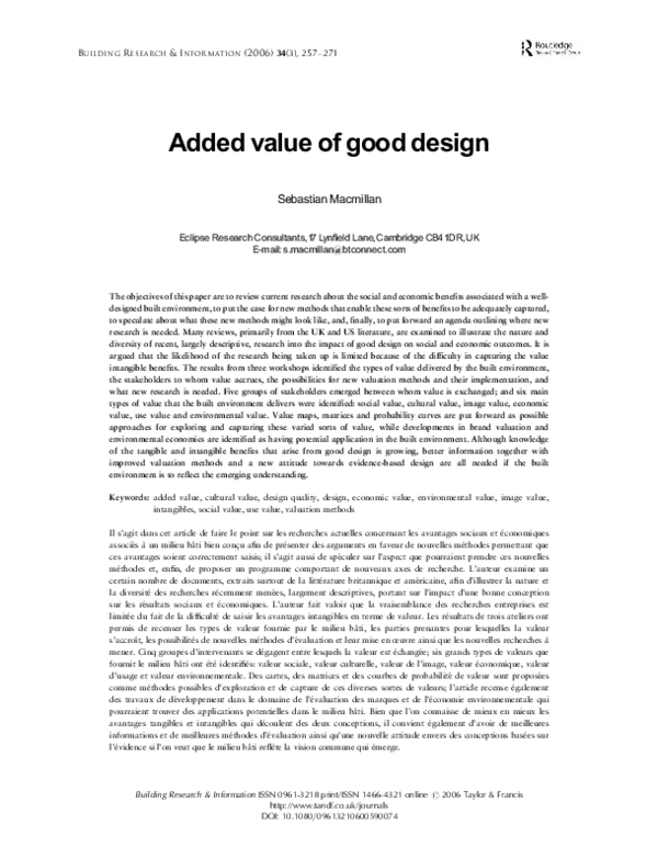 (PDF) Added value of good design