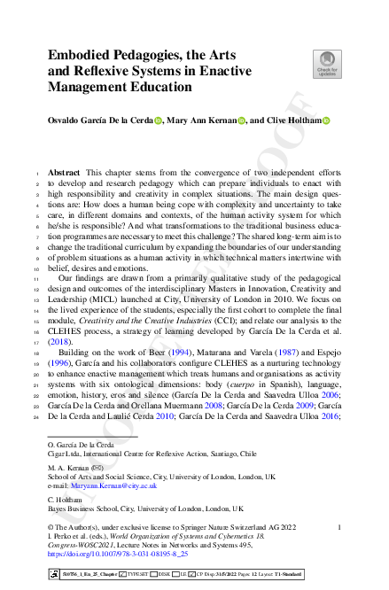 (PDF) Embodied Pedagogies, the Arts and Reflexive Systems in Enactive ...