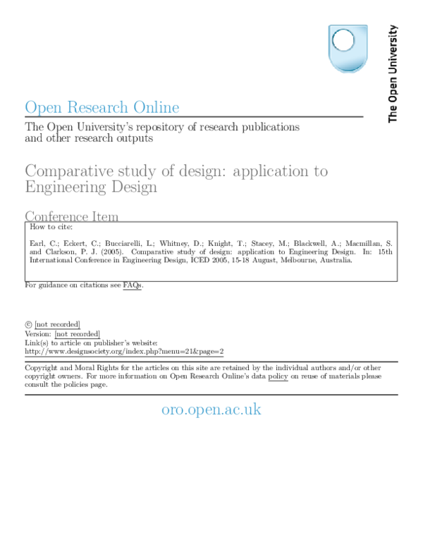 (PDF) Comparative study of design with application to engineering design