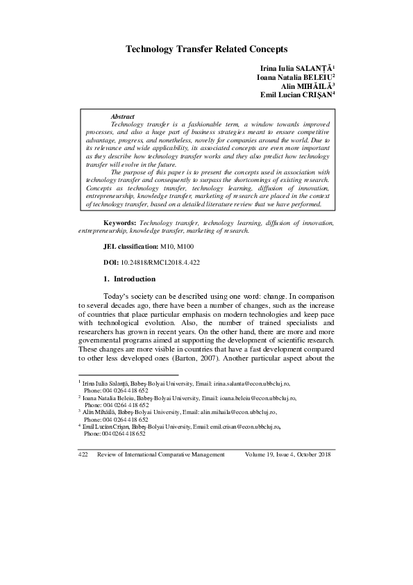 (PDF) Technology Transfer Related Concepts