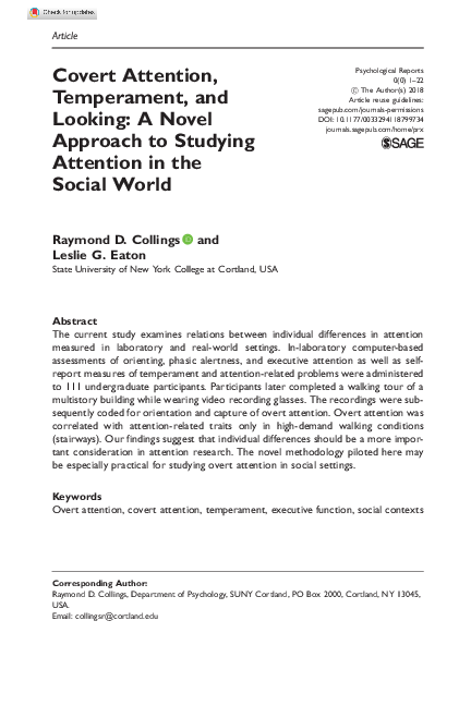 (PDF) Covert Attention, Temperament, and Looking: A Novel Approach to ...