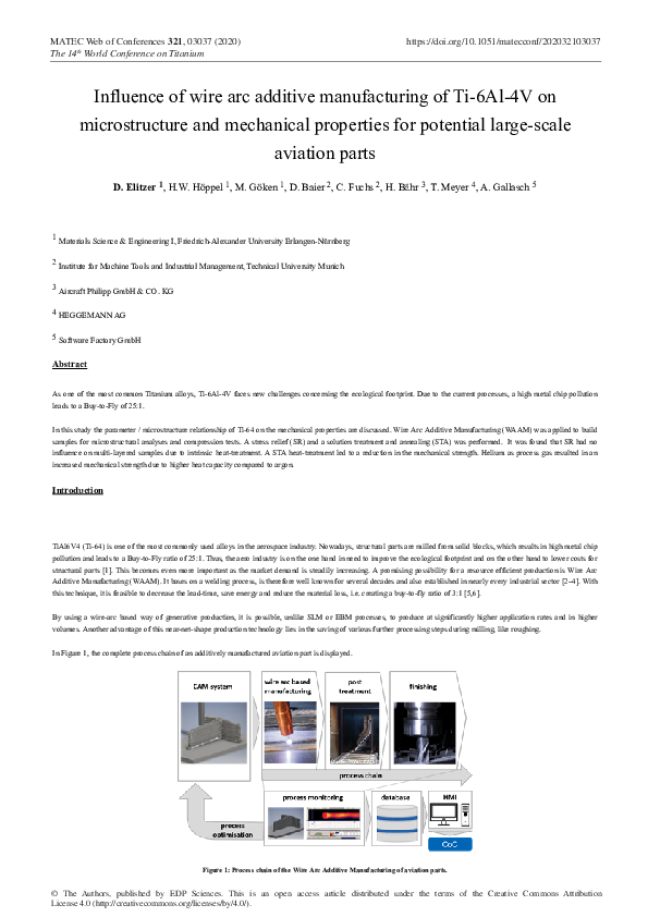 (PDF) Influence of wire arc additive manufacturing of Ti-6Al-4V on microstructure and mechanical ...