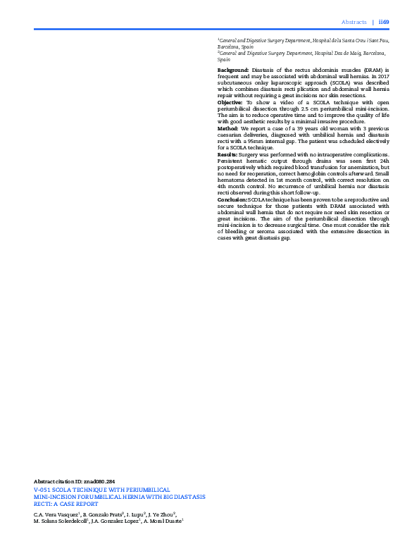 (PDF) V-051 Scola Technique with Periumbilical Mini-Incision for Umbilical Hernia with Big ...