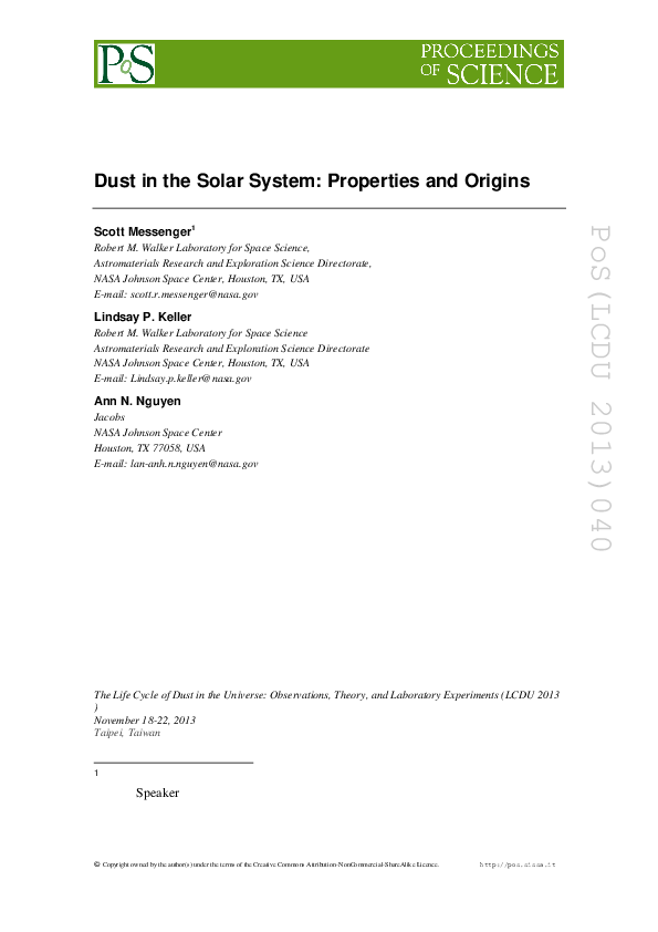 (PDF) Dust in the Solar System: Properties and Origins