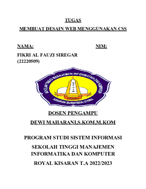 (DOC) TUGAS MEMBUAT DESAIN WEB MENGGUNAKAN CSS