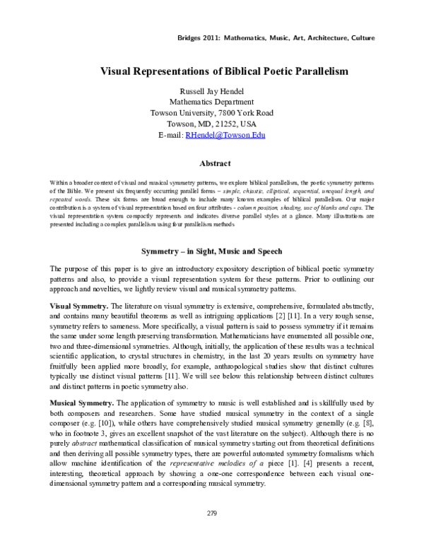 (PDF) Visual Representations of Biblical Poetic Parallelism