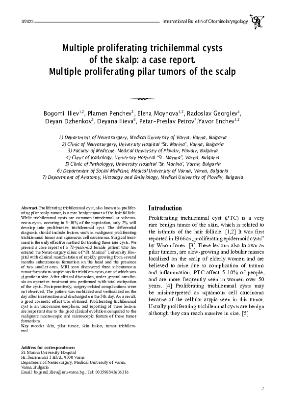 (PDF) Multiple proliferating trichilemmal cysts of the skalp: a case ...