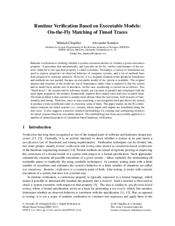 (PDF) Creative Commons Attribution License. Runtime Verification Based on Executable Models: On ...