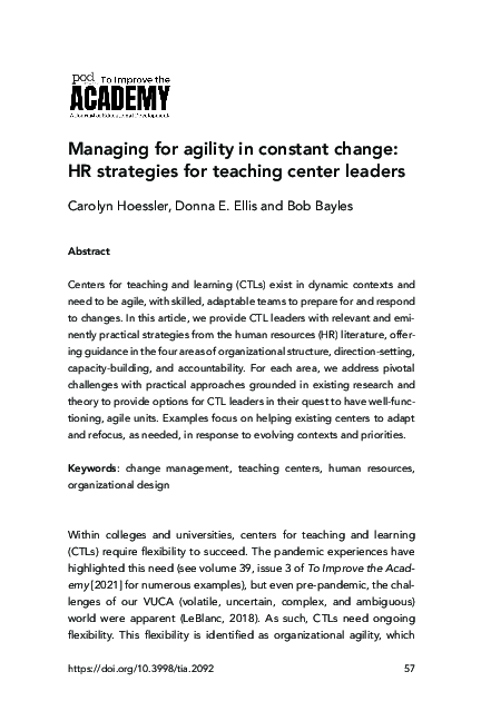 (PDF) Managing for agility in constant change: HR strategies for ...