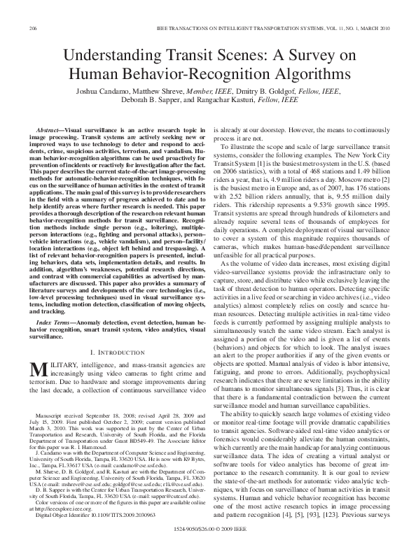 (PDF) Understanding Transit Scenes: A Survey on Human Behavior-Recognition Algorithms | lohith ...