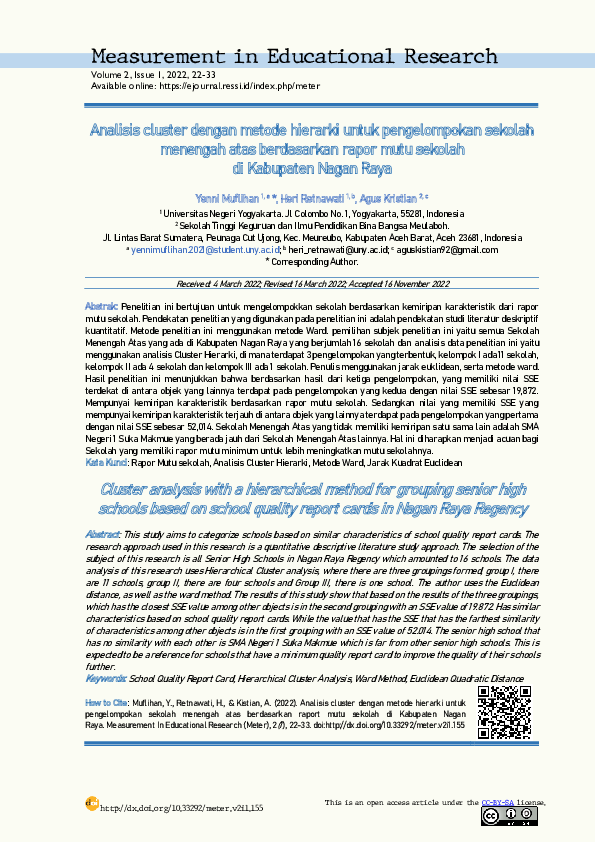 (PDF) Analisis cluster dengan metode hierarki untuk pengelompokan sekolah menengah atas ...