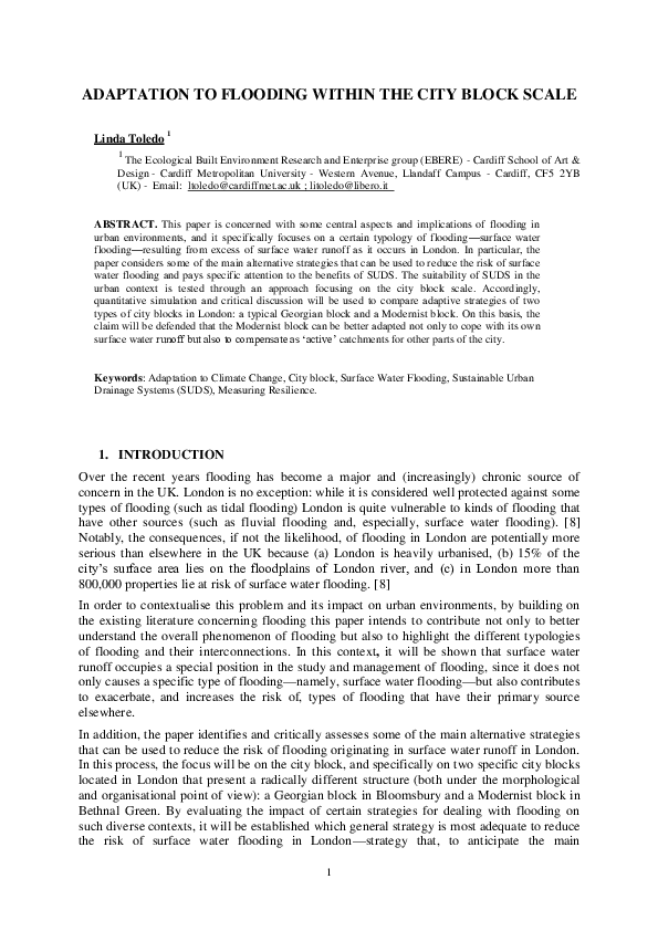 Adaptation to flooding within the city block scale